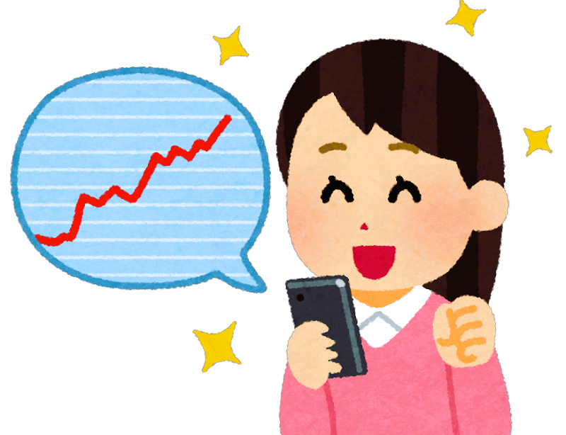 kabu_chart_smartphone_woman_happy | 重度知的障害＆自閉症の子を持つ親のためのお役立ちブログ